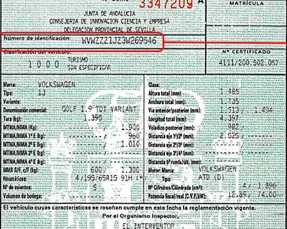 D nde Ver El Numero De Bastidor En La Ficha Tecnica El Mundo Del Motor